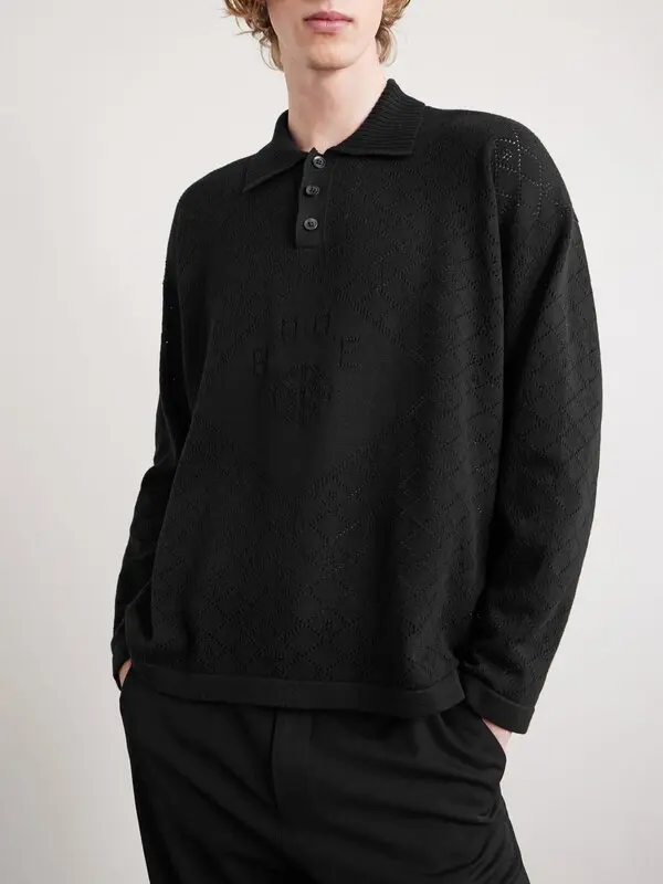 BODE Anisette Pointelle-knit Cotton Polo Shirt