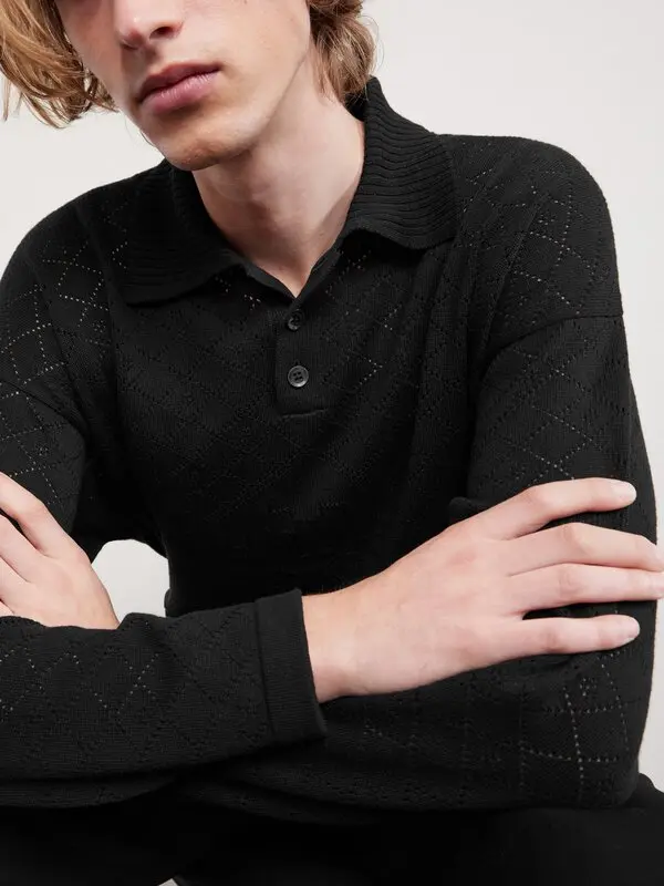 BODE Anisette Pointelle-knit Cotton Polo Shirt