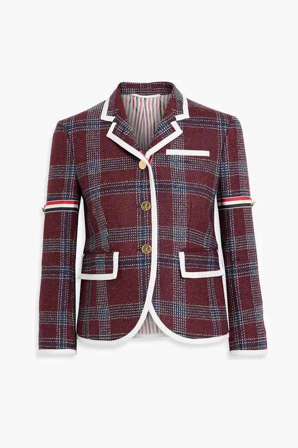Thom Browne Checked Wooltweed Blazer - Burgundy