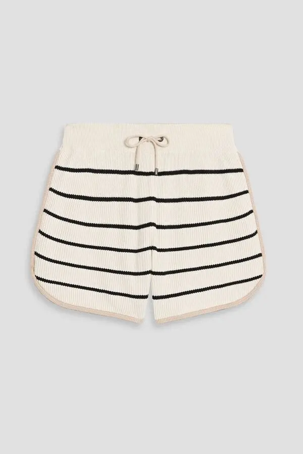 Brunello Cucinelli Striped Ribbed Cotton Shorts - Ecru