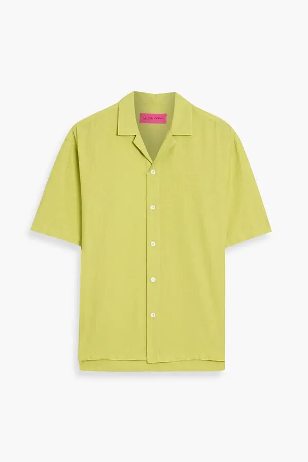 THE ELDER STATESMAN Cotton And Silkblend Jacquard Shirt - Chartreuse