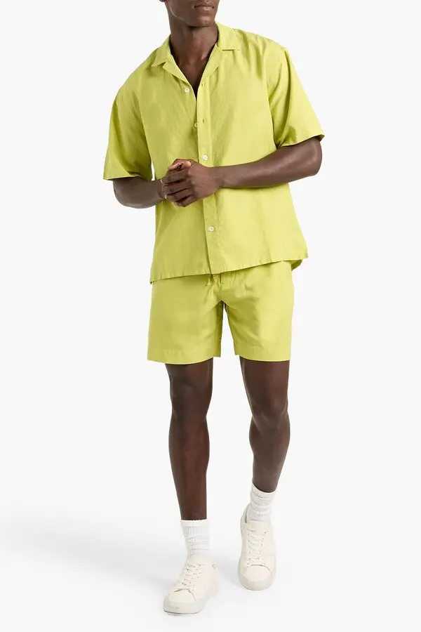 THE ELDER STATESMAN Cotton And Silkblend Jacquard Shirt - Chartreuse