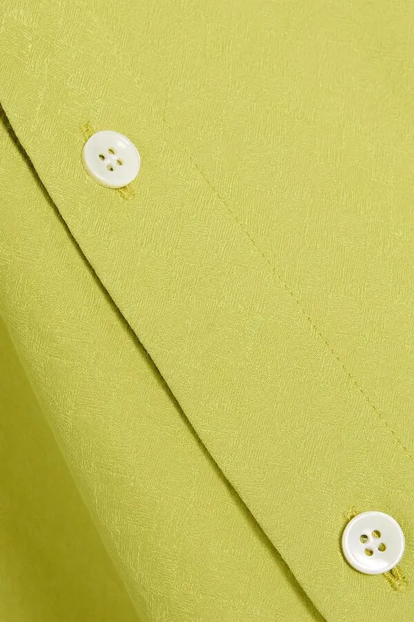THE ELDER STATESMAN Cotton And Silkblend Jacquard Shirt - Chartreuse