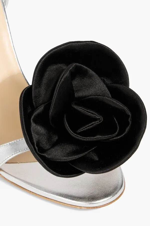 Magda Butrym Floral-appliquéd Metallic Leather Sandals - Silver