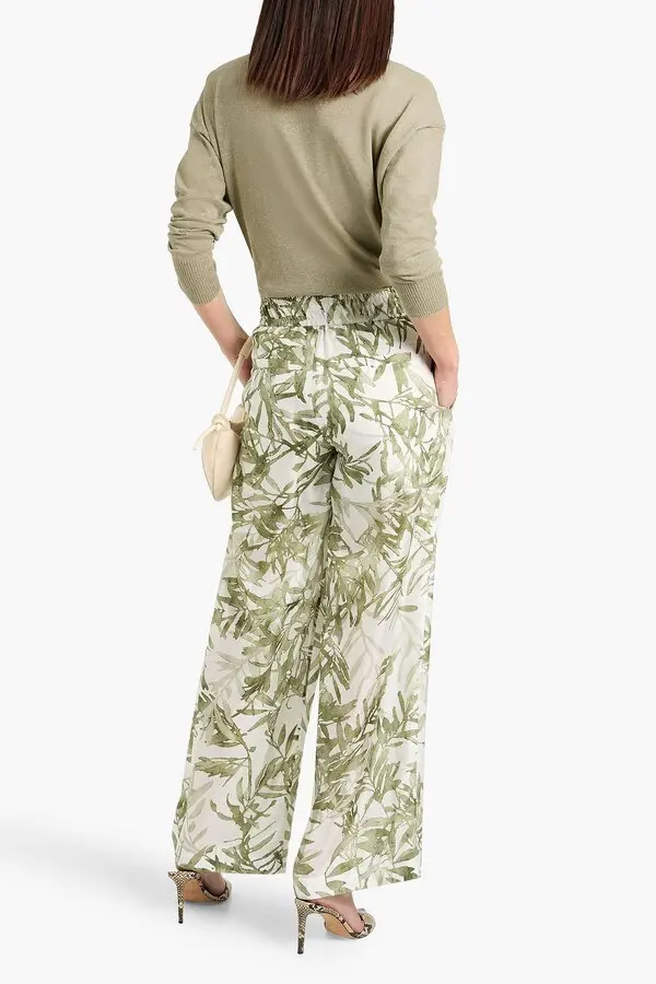 Brunello Cucinelli Printed Wide-leg Silk-voile Pants