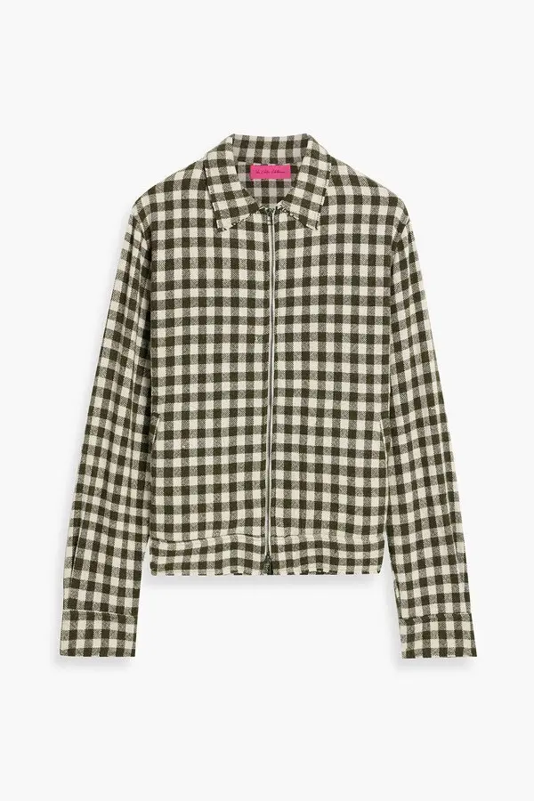 THE ELDER STATESMAN Decon Gingham Cashmere Jacket - Forest Green