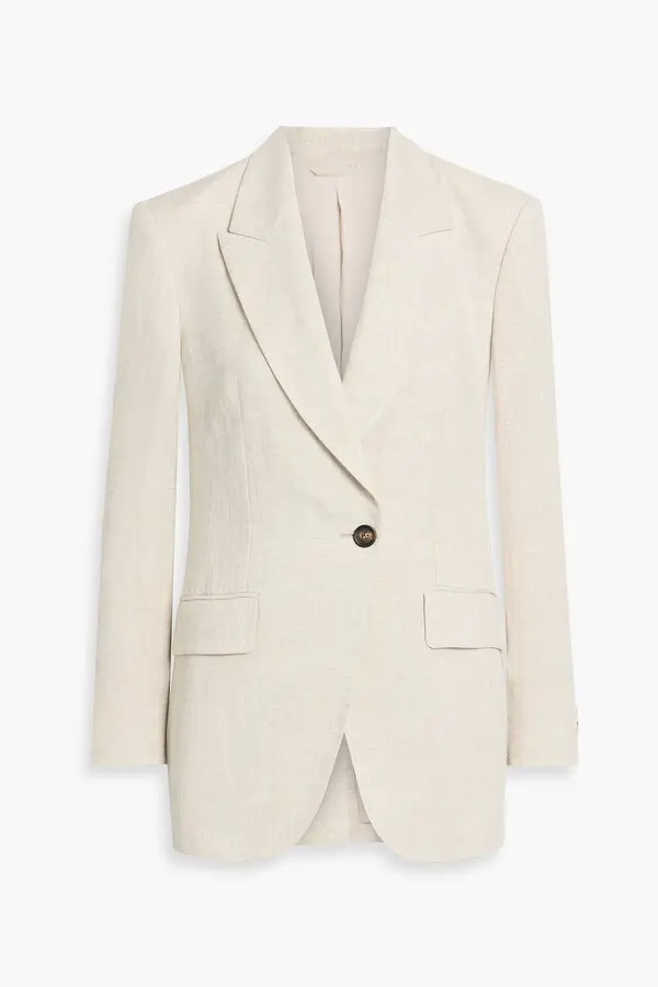 Brunello Cucinelli Metallic Linen-blend Blazer - Ecru