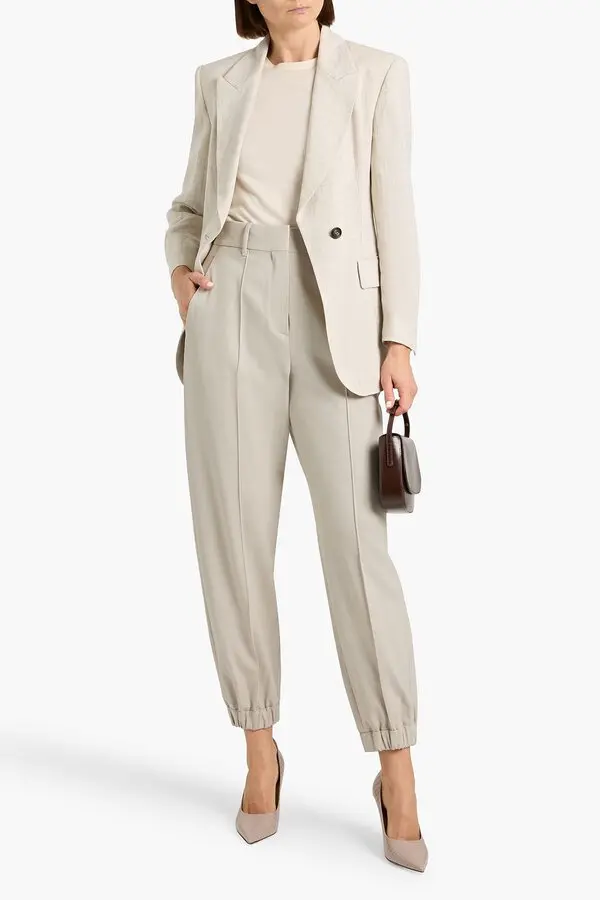 Brunello Cucinelli Metallic Linen-blend Blazer - Ecru