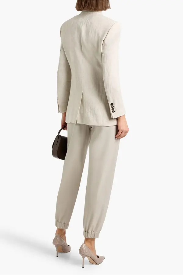 Brunello Cucinelli Metallic Linen-blend Blazer - Ecru