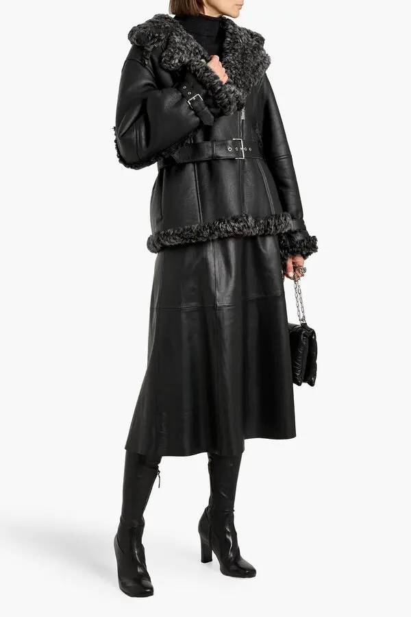 Alberta Ferretti Belted Shearling Jacket