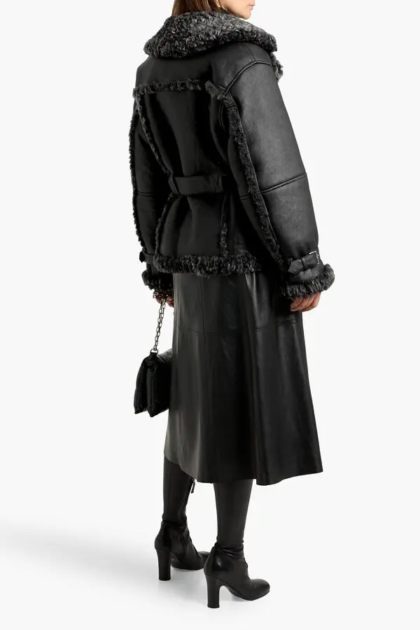 Alberta Ferretti Belted Shearling Jacket