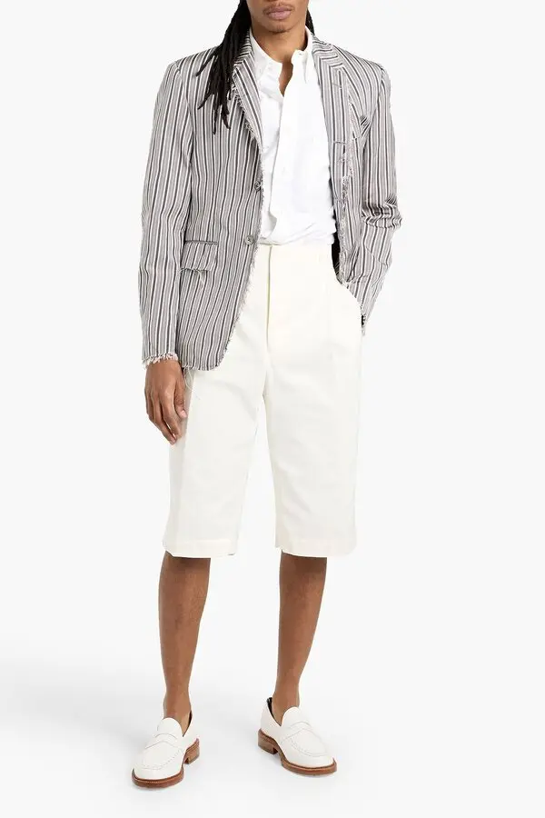 Thom Browne Frayed Striped Silk And Cottonblend Faille Blazer