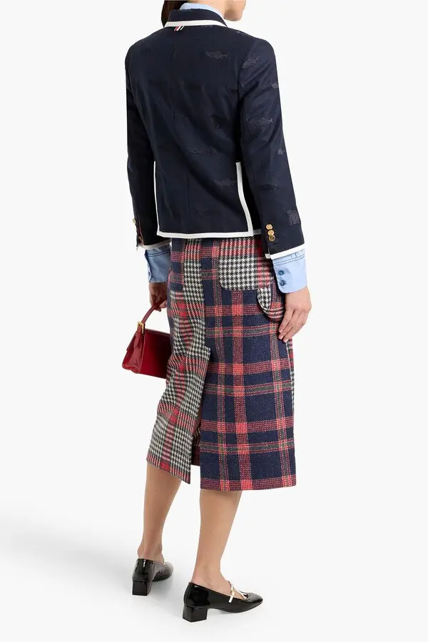 Thom Browne Checked Wool-tweed Midi Skirt