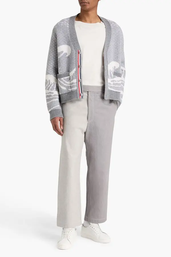 Thom Browne Two-tone Cotton-gabardine Trousers