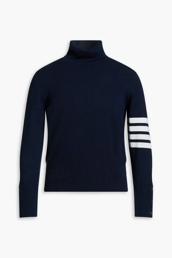 Thom Browne Striped Cashmere Turtleneck Sweater - Midnight Blue