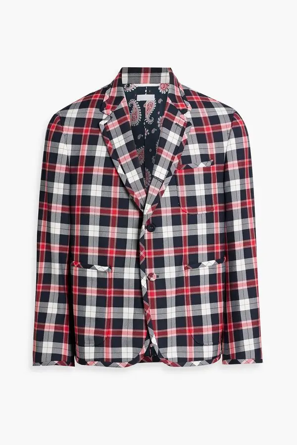Thom Browne Checked Woolblend Twill Blazer - Red