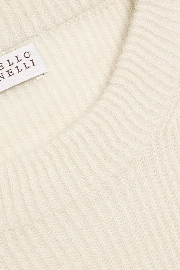 Brunello Cucinelli Ribbed Alpaca And Cotton-blend Sweater