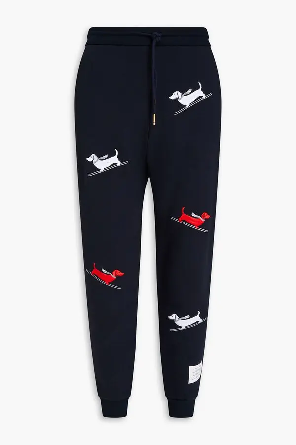 Thom Browne Embroidered French Cottonterry Sweatpants - Navy