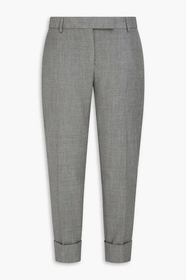Thom Browne Cropped Grain De Poudre Wool Tapered Trousers - Gray