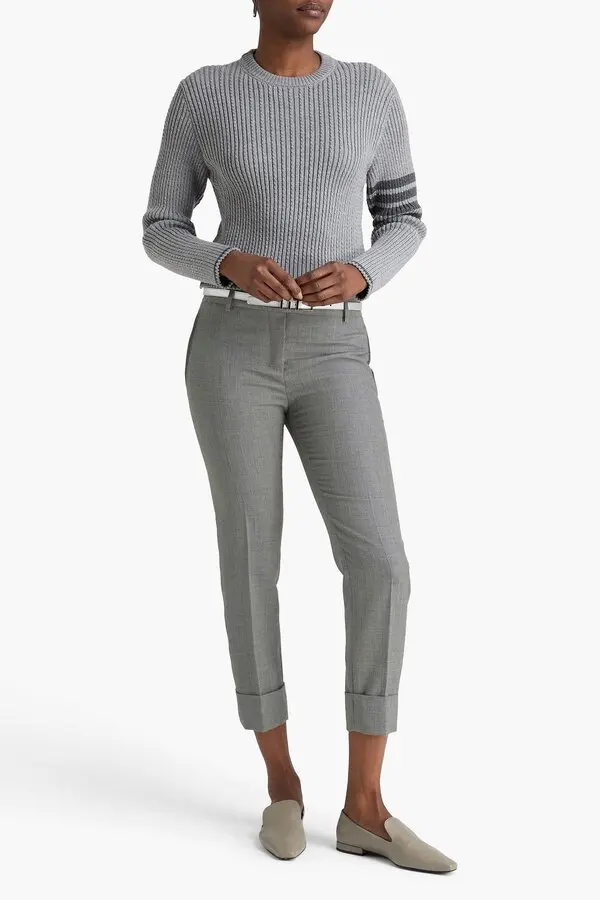 Thom Browne Cropped Grain De Poudre Wool Tapered Trousers