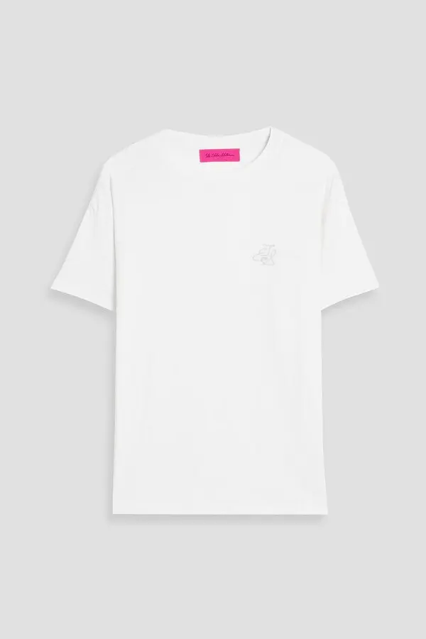 THE ELDER STATESMAN Embroidered Cotton And Cashmereblend Tshirt