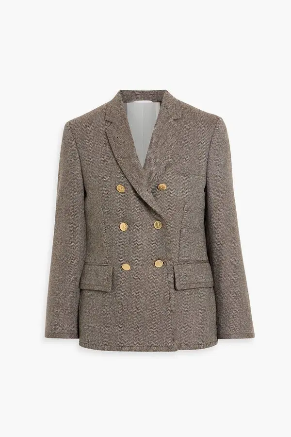 Thom Browne Double-breasted Herringbone Wool-tweed Blazer