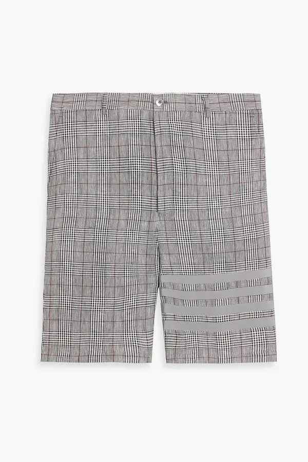 Thom Browne Prince Of Wales Checked Linentweed Shorts - Black