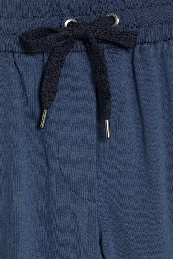 Brunello Cucinelli Bead-embellished Terry Track Pants - Navy