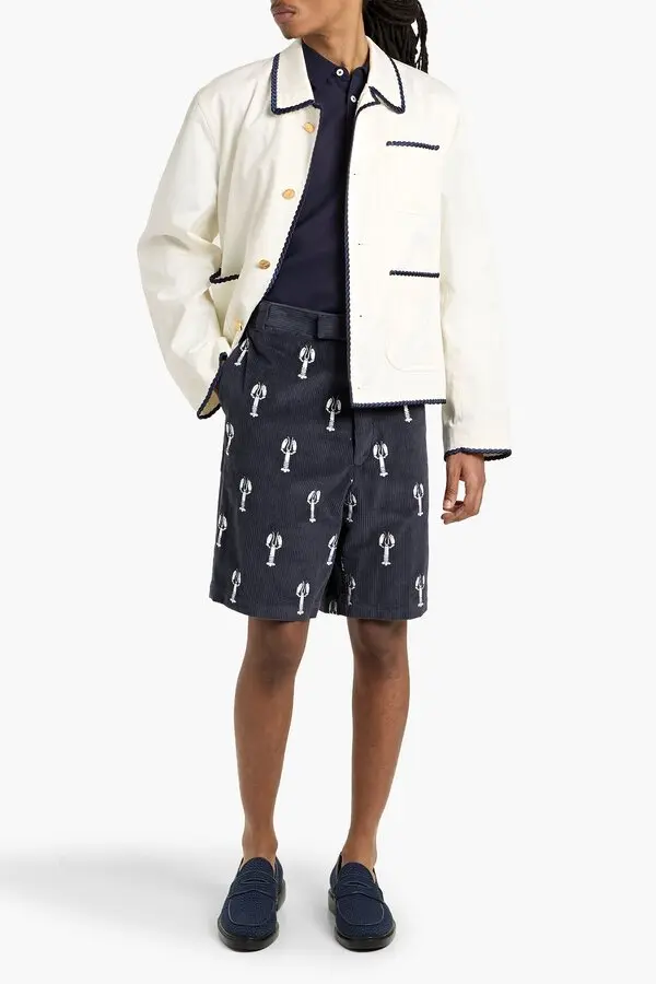 Thom Browne Embroidered Cotton-corduroy Shorts