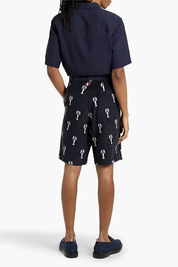 Thom Browne Embroidered Cotton-corduroy Shorts