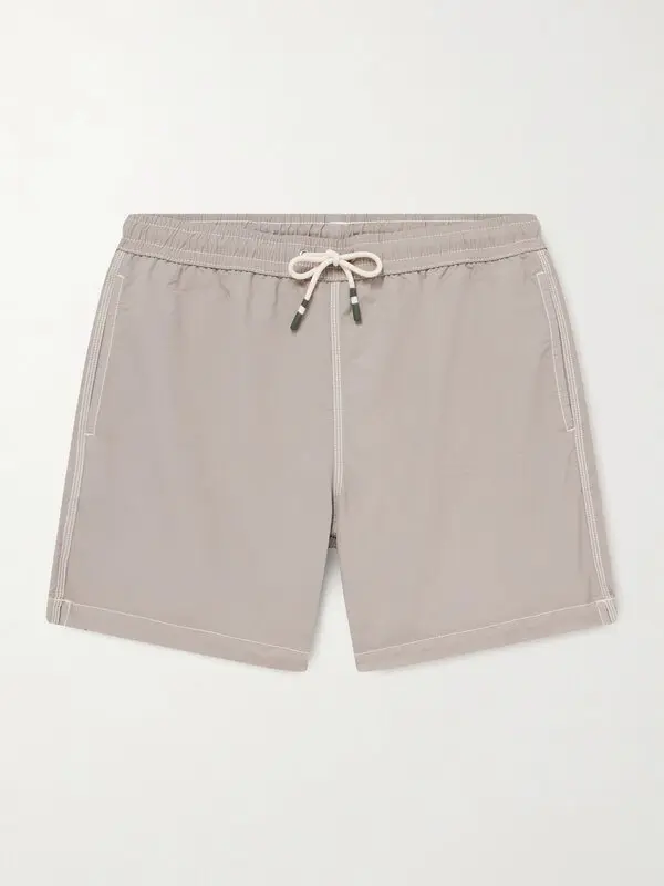 Hartford Slim-fit Mid-length Swim Shorts - Brown
