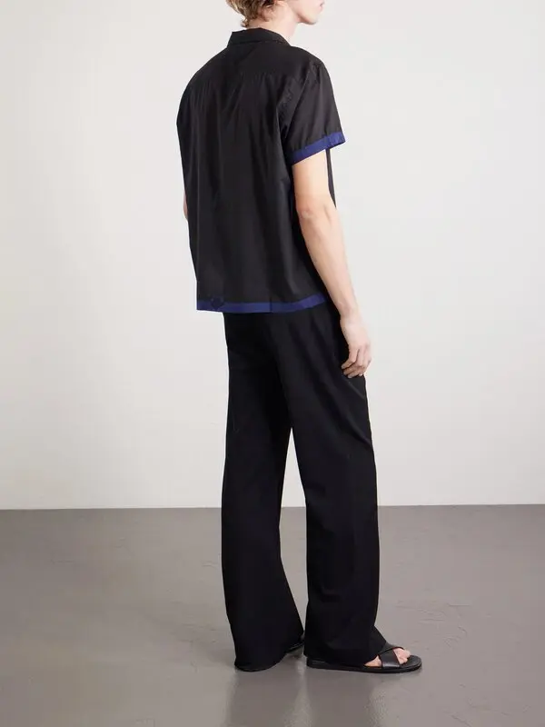 BODE Heart Deco Appliquéd Two-tone Cotton Shirt - Black