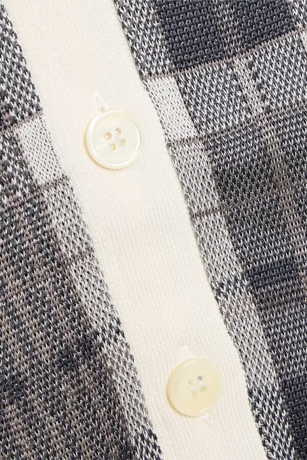 Thom Browne Checked Jacquard-knit Silk And Cotton-blend Cardigan