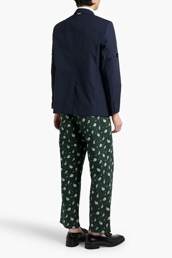 Thom Browne Grosgraintrimmed Woven Blazer - Navy