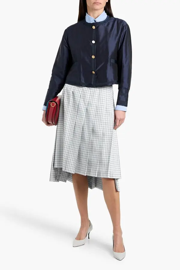 Thom Browne Checked Wool Midi Skirt