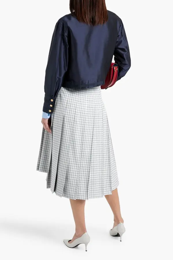 Thom Browne Checked Wool Midi Skirt