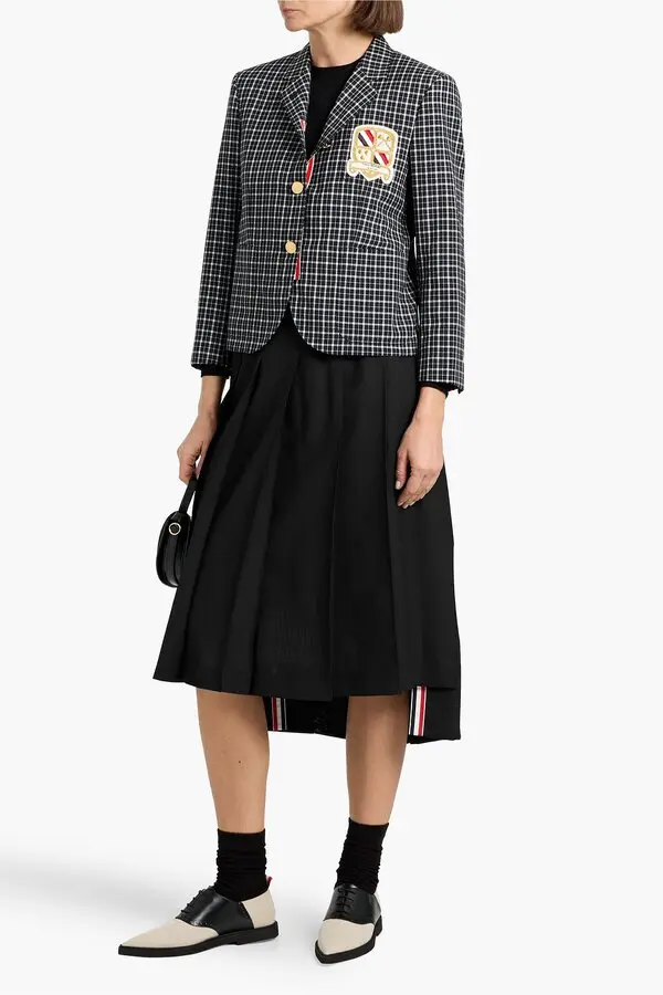 Thom Browne Grain De Poudre Wool Midi Skirt