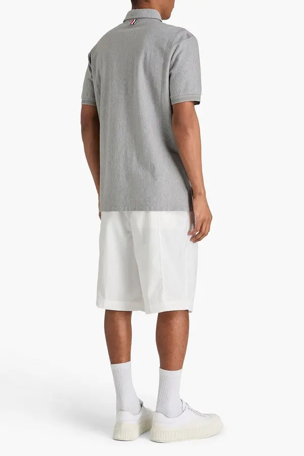 Thom Browne Striped Cottonjersey Polo Shirt - Gray