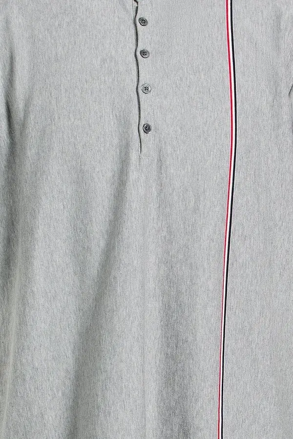 Thom Browne Striped Cottonjersey Polo Shirt - Gray