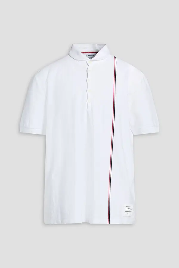 Thom Browne Striped Cottonjersey Polo Shirt - White