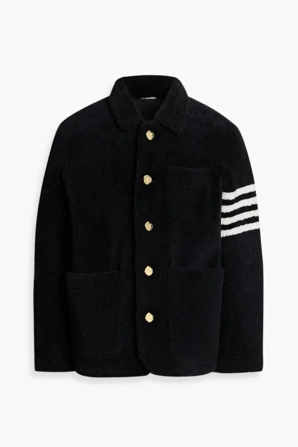Thom Browne Striped Shearling Jacket - Midnight Blue