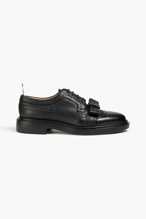 Thom Browne Bowdetailed Pebbledleather Brogues - Black