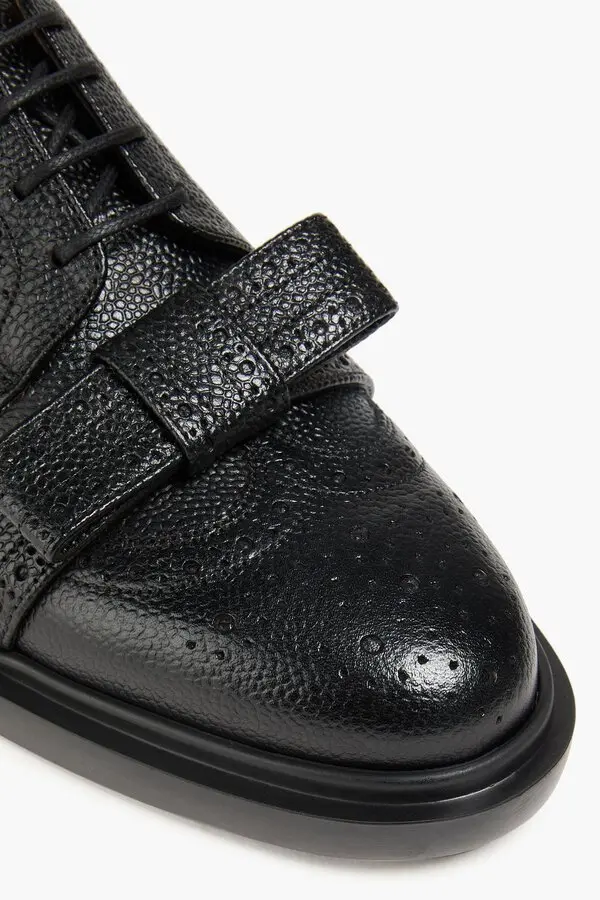 Thom Browne Pebbled Leather Brogues With Bow Detailing