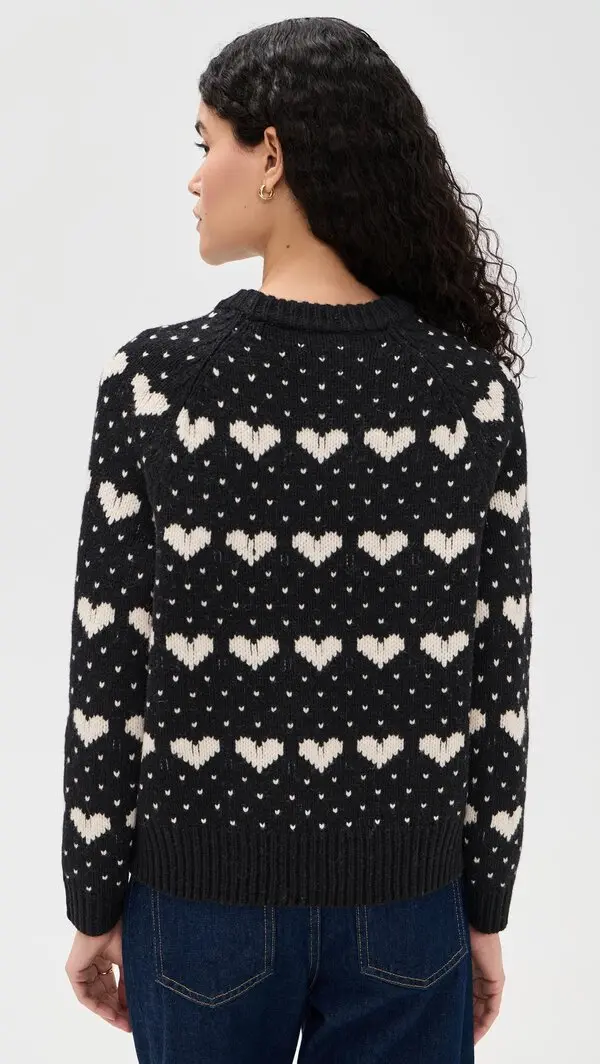 The Great. Heart Print Wool-blend Crewneck Sweater