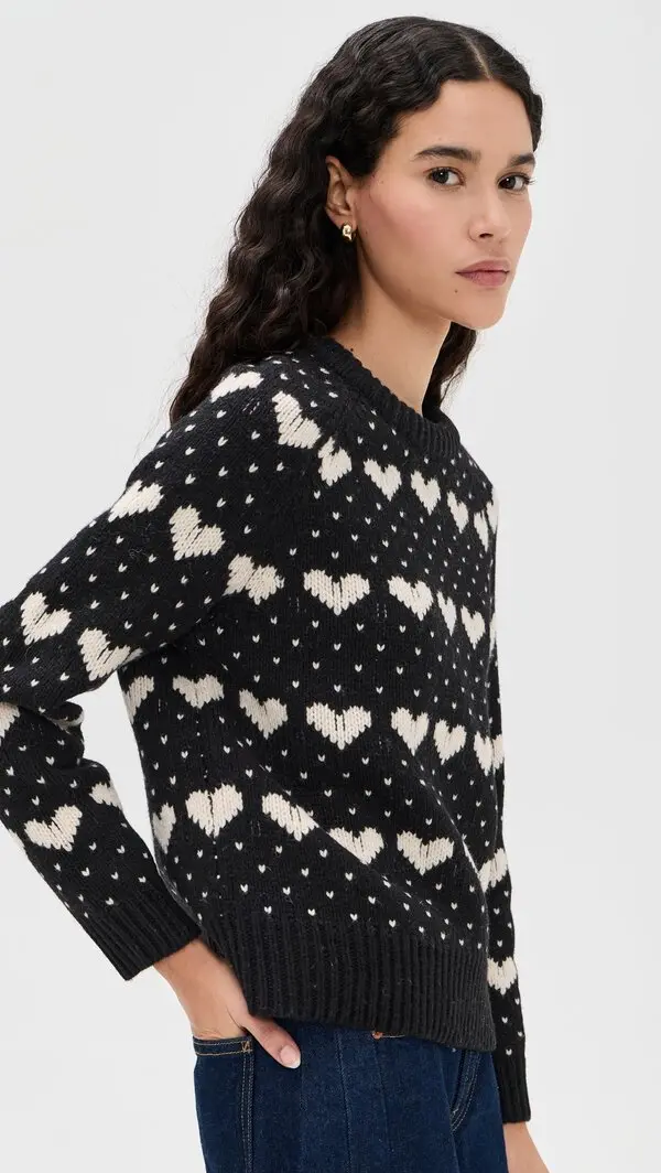 The Great. Heart Print Wool-blend Crewneck Sweater
