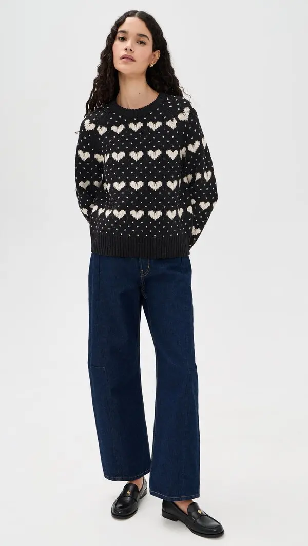 The Great. Heart Print Wool-blend Crewneck Sweater