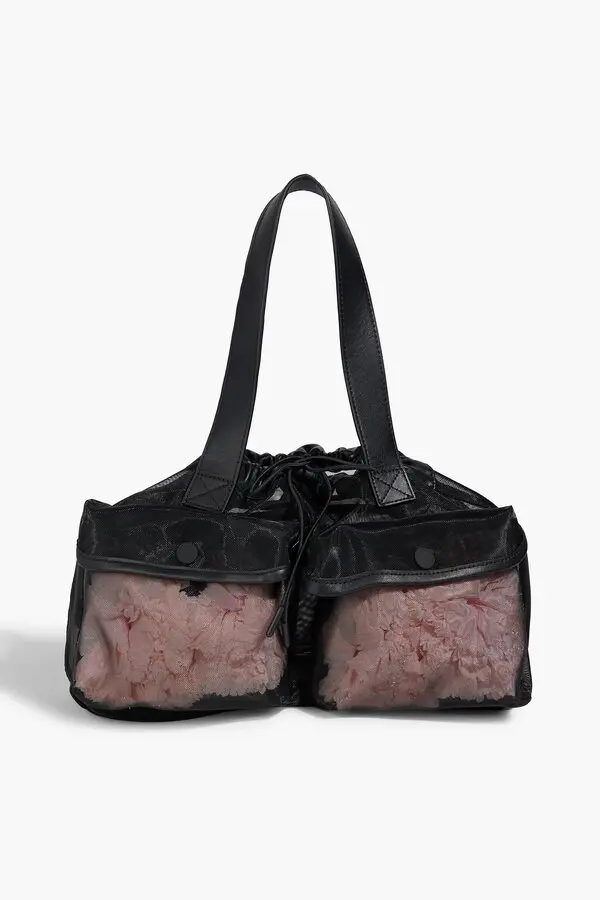 Simone Rocha Carnation Pocket Floralappliquéd Mesh Tote - Black