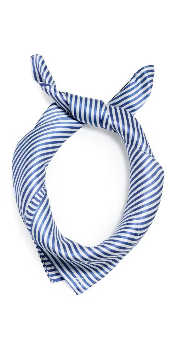 Rag & Bone Gail Striped Silk Scarf - Blue White