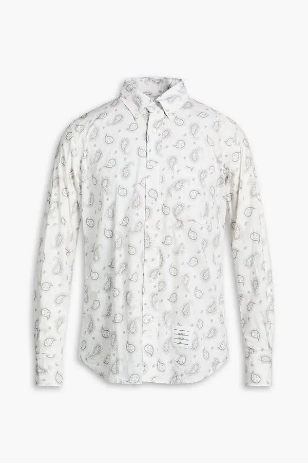 Thom Browne Paisleyprint Cottonpoplin Shirt - Light Gray