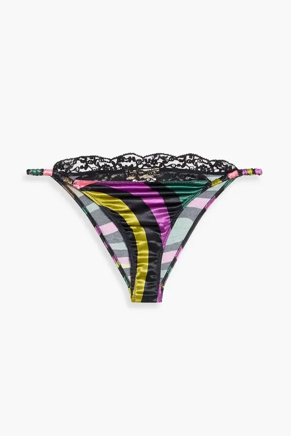 Emilio Pucci Lacetrimmed Printed Satin Briefs - Black